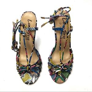 Privileged | Shoes | Rainbow Snake Print Ankle Wrap Strappy Heels ...